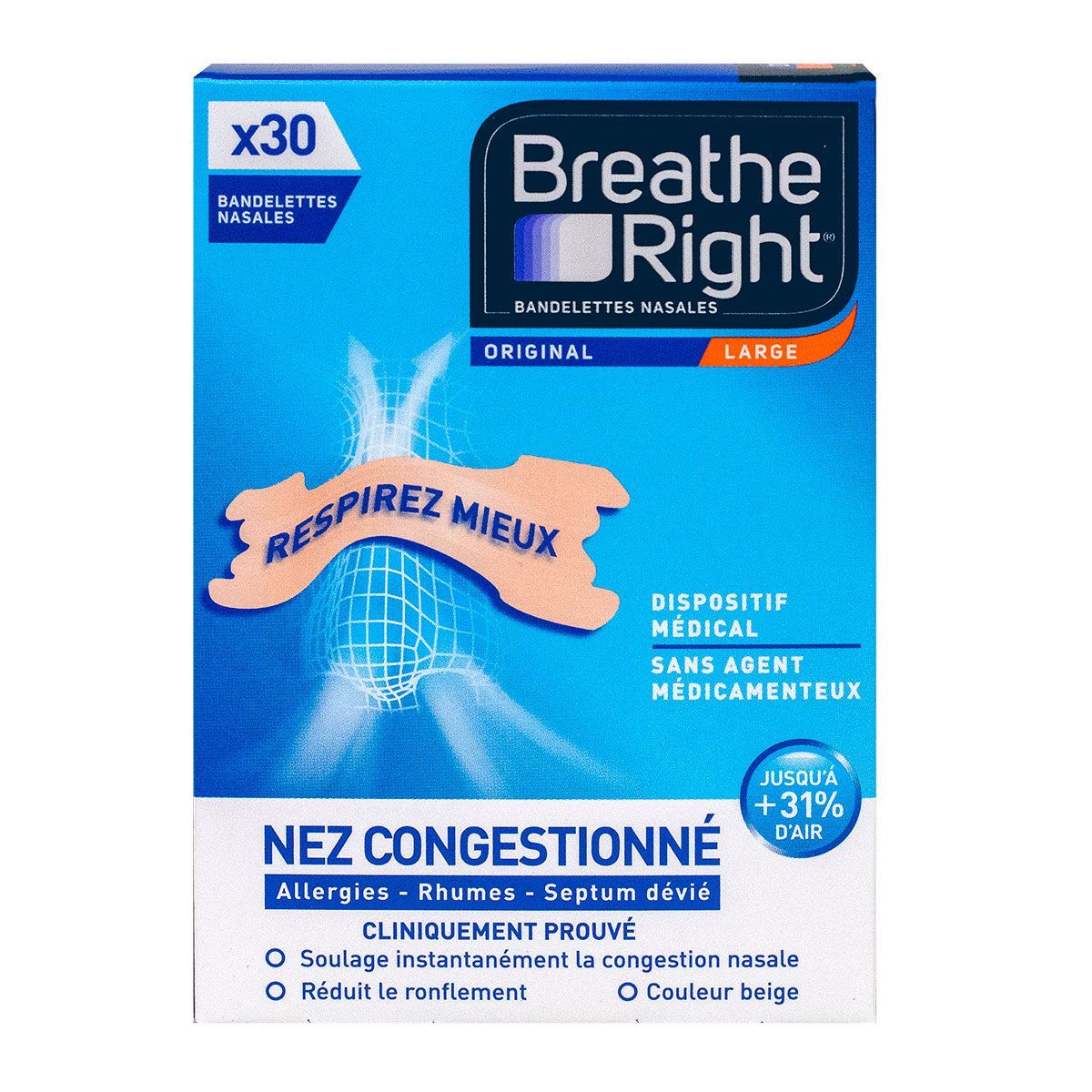 Les bandelettes nasales sans substance médicamenteuse,