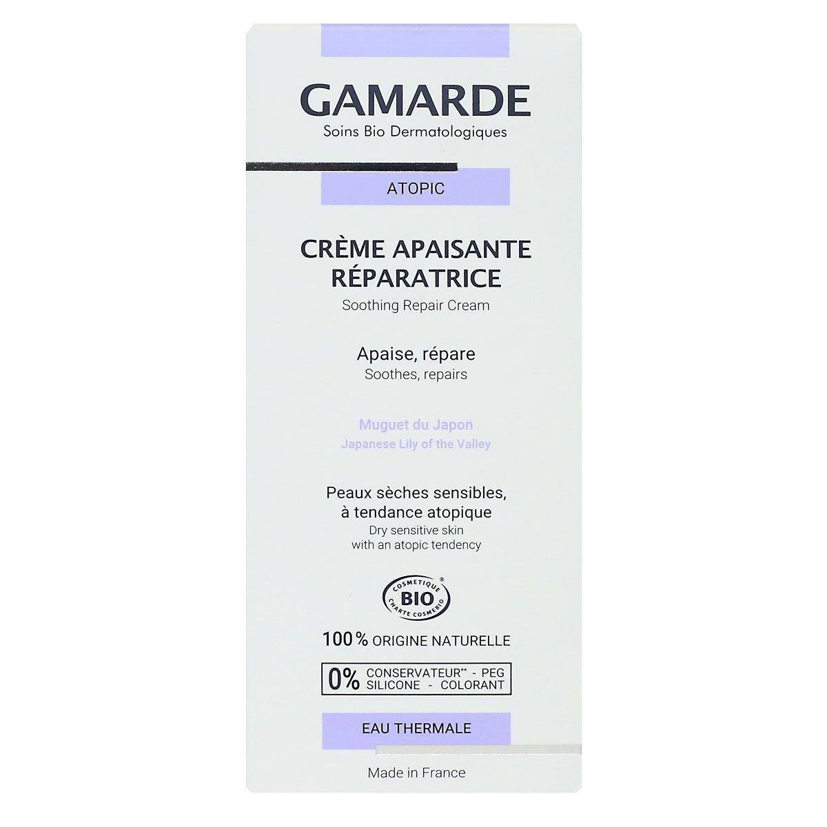 La gamme Atopic de Gamarde est composée de soins BIO apaisants,